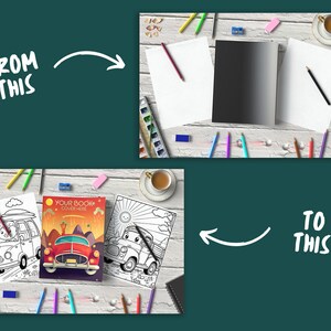 Coloring Book Cover and Pages Listing Mockup, Open and Closed Coloring ...