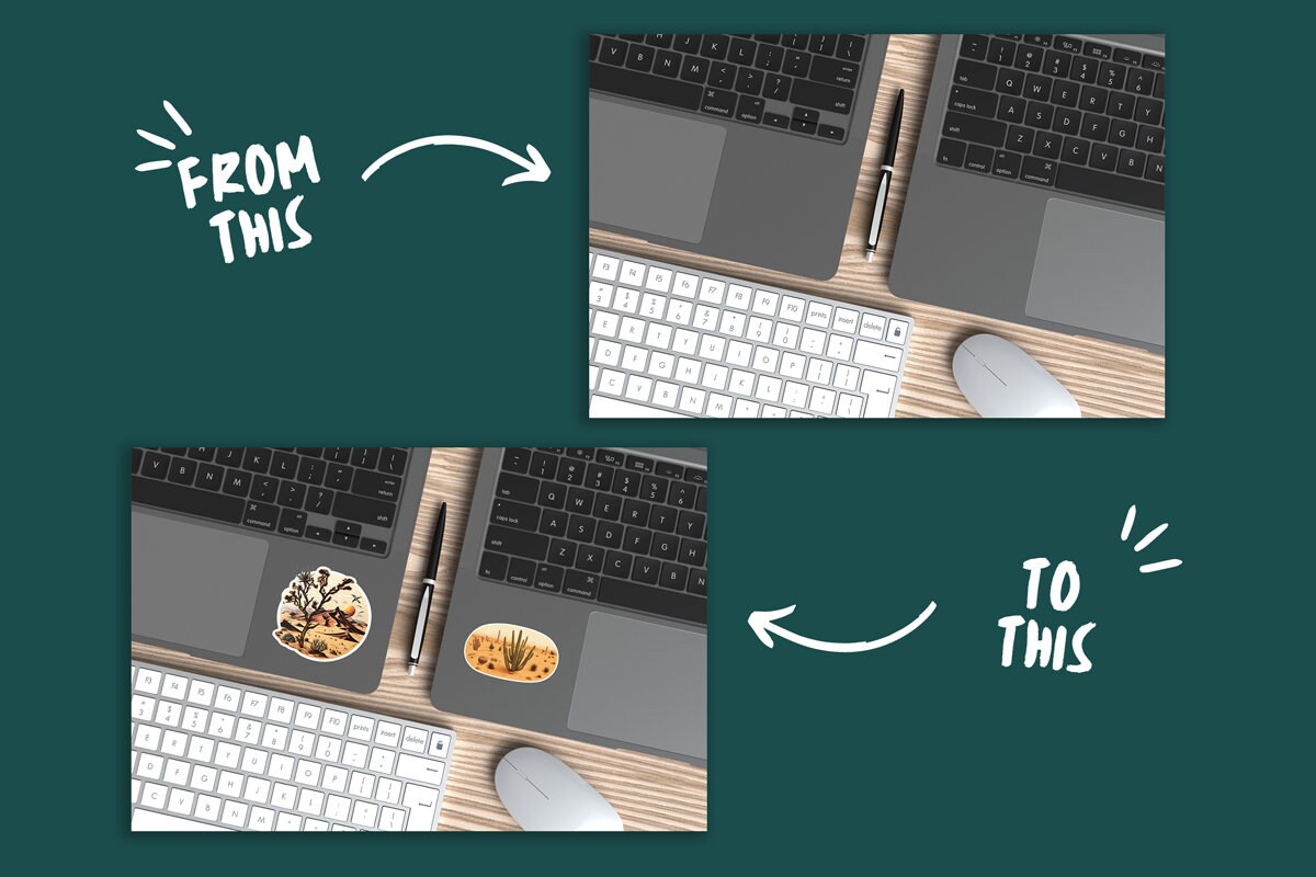 Two Laptops Stickers Mockup Psd and Jpg, Laptop Mockup for Your ...