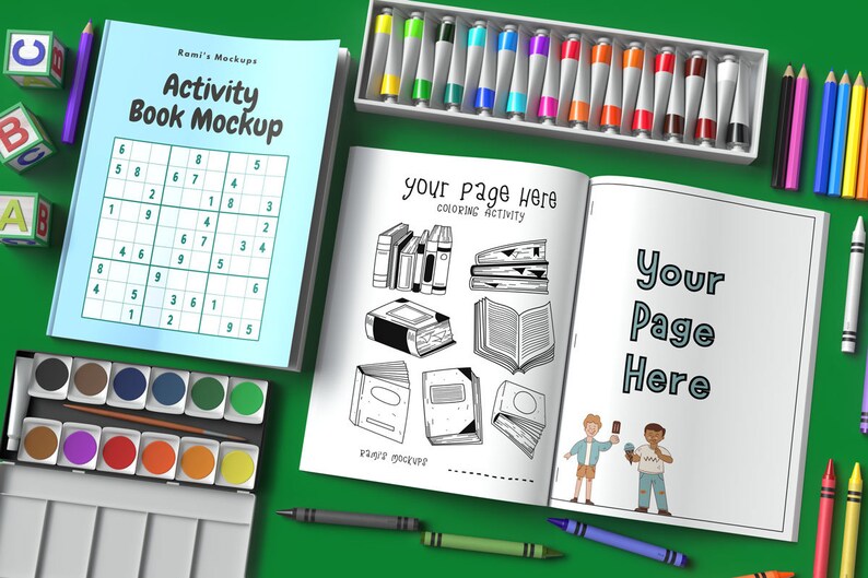 Open and Closed Coloring Book Mockup Book Cover and Pages - Etsy