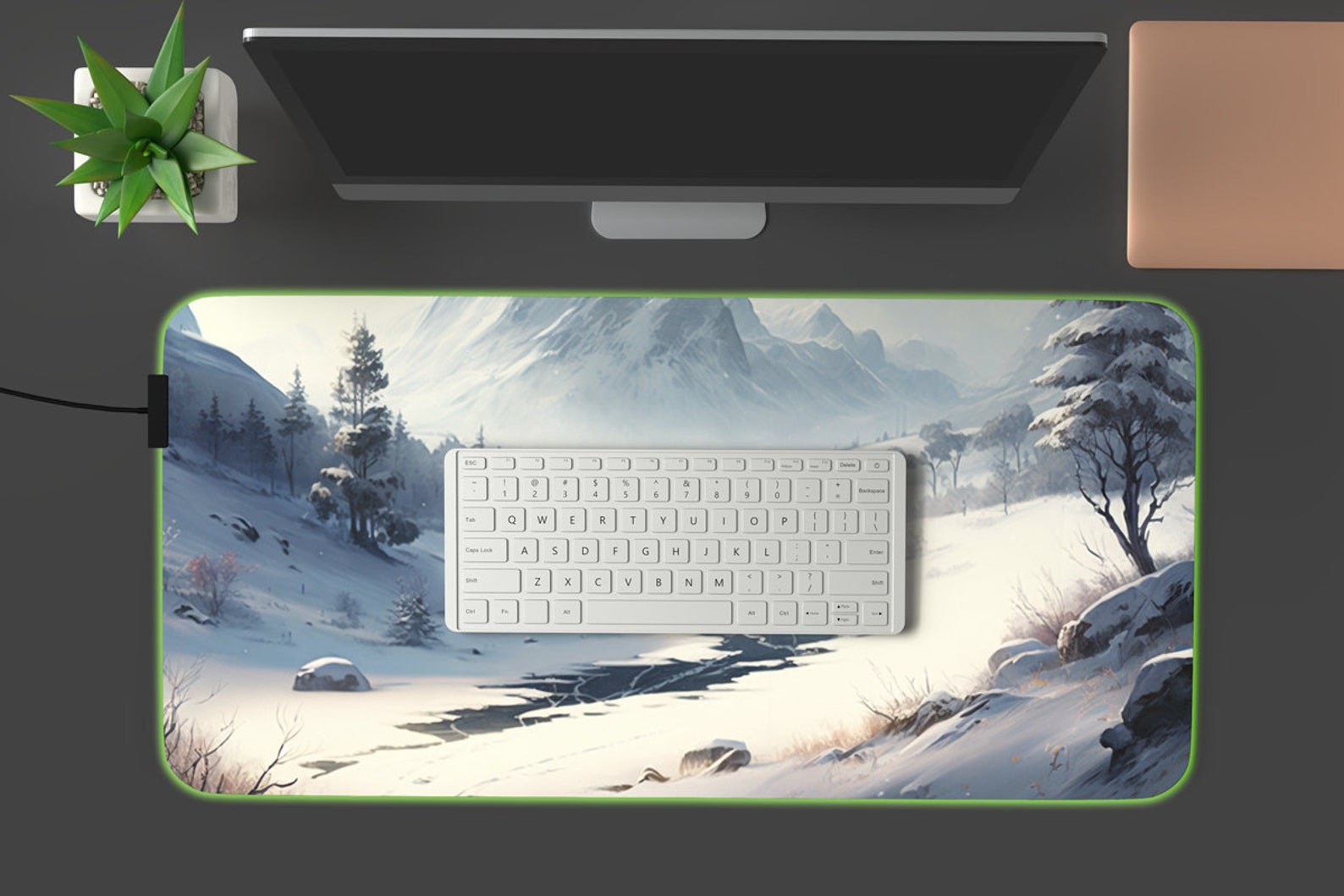 Mouse Pad With Built-in Light Mockup, Gaming Desk Pad With RGB Lighting ...