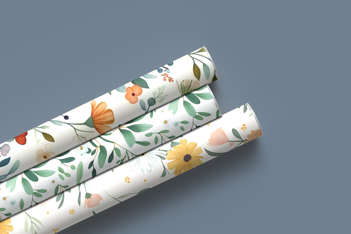 Set of 3 Paper Roll Showcase Mockup Close up on Wrapping Gift - Etsy