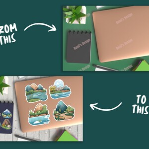 Blank Notebook and Laptop Sticker Mockup, Premium Sticker Mockup ...