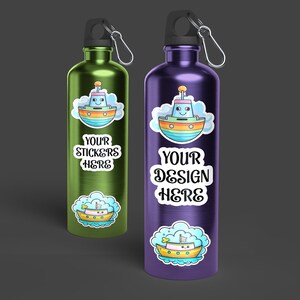Realistic Water Bottle Label Sticker Mockup, Water Bottle Sticker ...