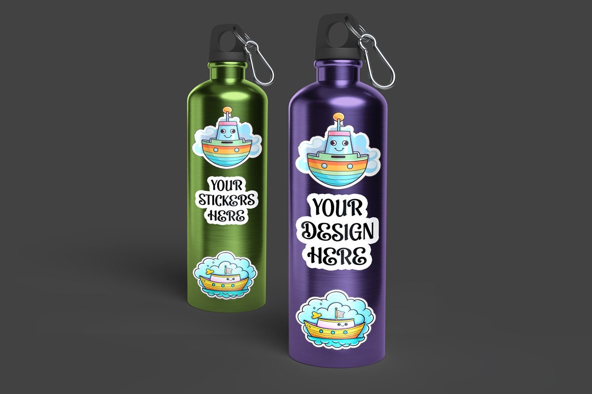 Realistic Water Bottle Label Sticker Mockup, Water Bottle Sticker ...