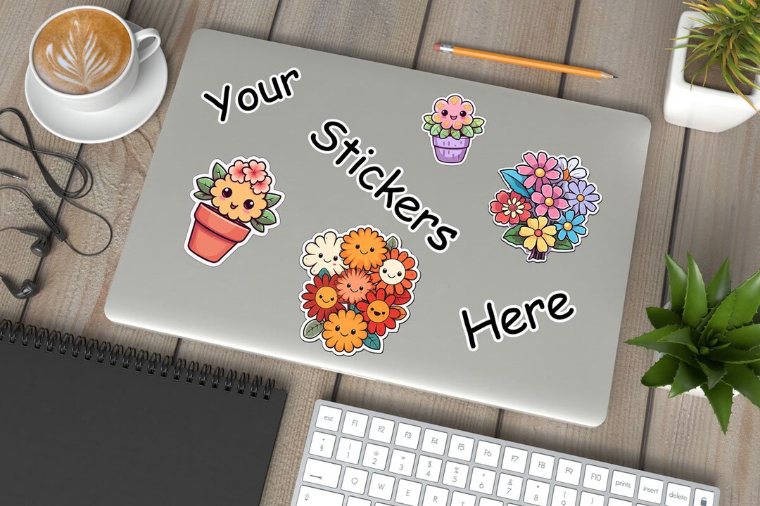 Closed Laptop Stickers Mockup Psd and Jpg, Stickers Glued Paper Mockup ...