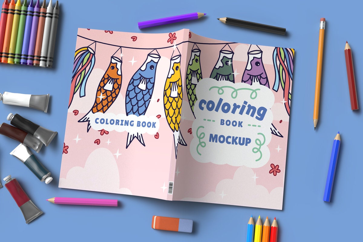 Coloring Book Mockup, Coloring Book Tamplate, Kdp Coloring Book Cover ...