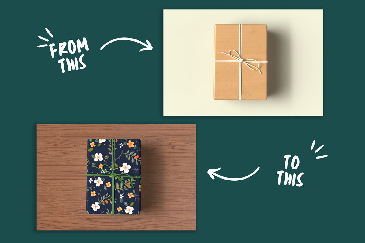 Editable Mockup for Gift Paper, Digital Download Gift Wrap Paper ...