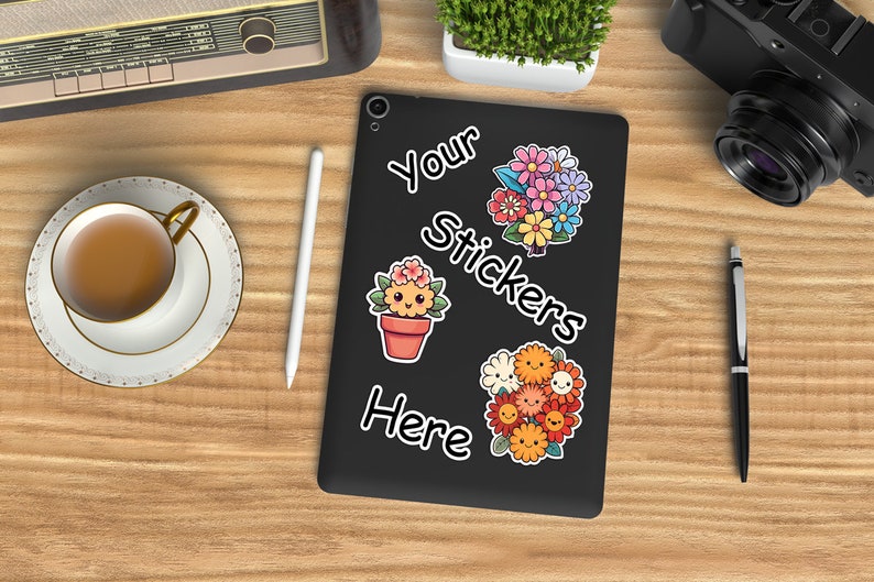 Tablet Stickers Mockup Psd and Jpg, Stickers Set Mockup for Product ...
