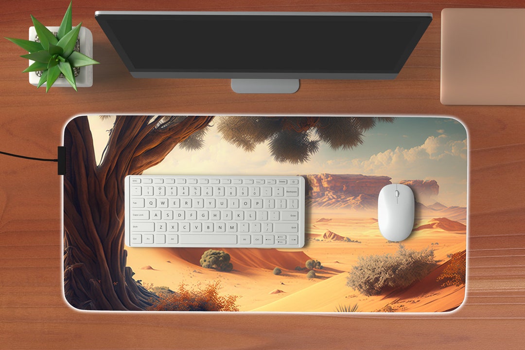 Mouse Pad With Built-in Light Mockup, Gaming Desk Pad With RGB Lighting ...