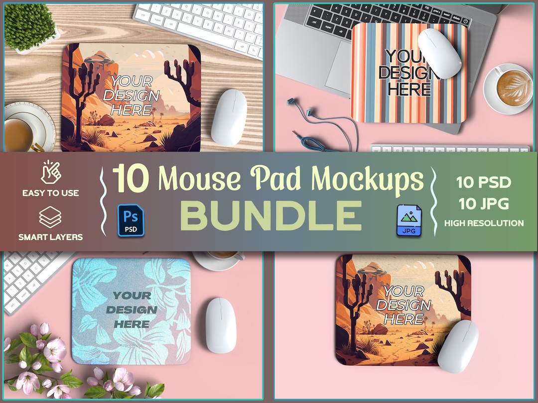 Mouse Pad Mockup Bundle, Mousepad Mock up Set Mouse Pad Editable Mockup ...