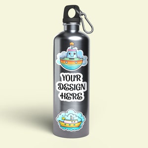 Realistic Water Bottle Label Sticker Mockup, Water Bottle Sticker ...