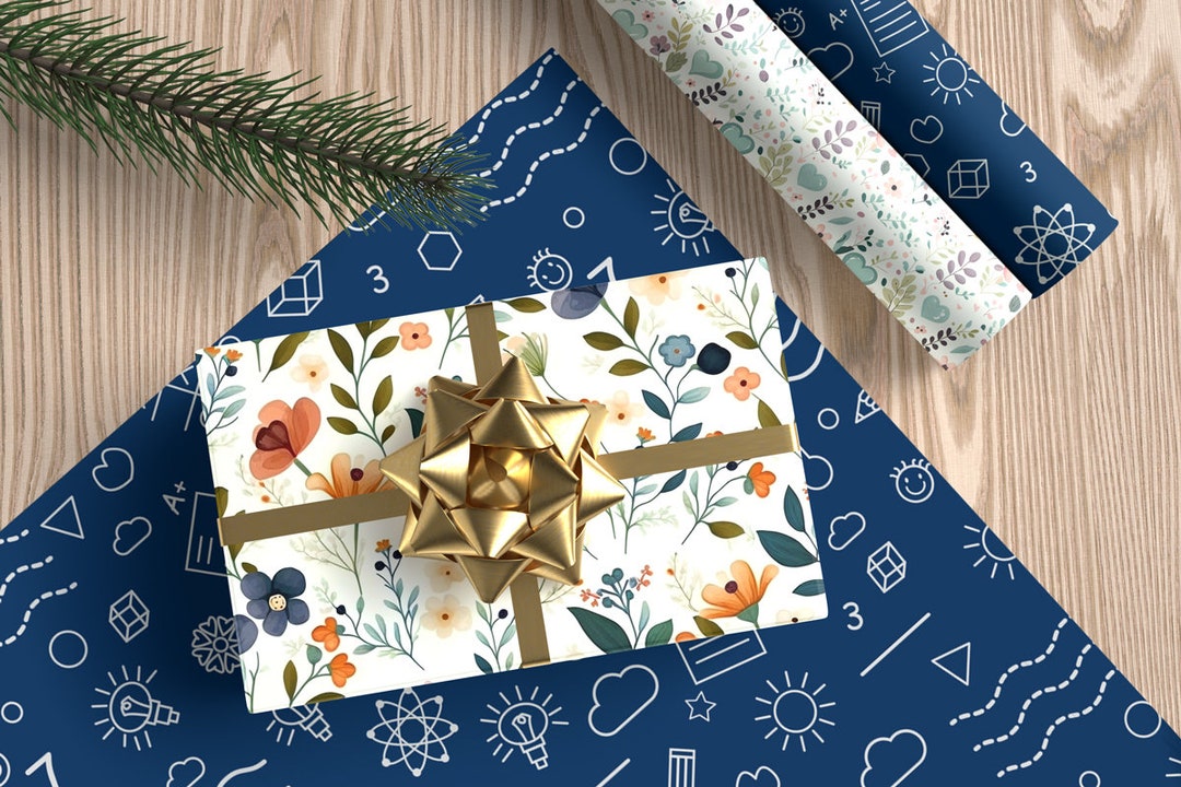 Gift Box and Wrapping Paper Psd Mockup, Elegant Wrapping Paper Mockup ...