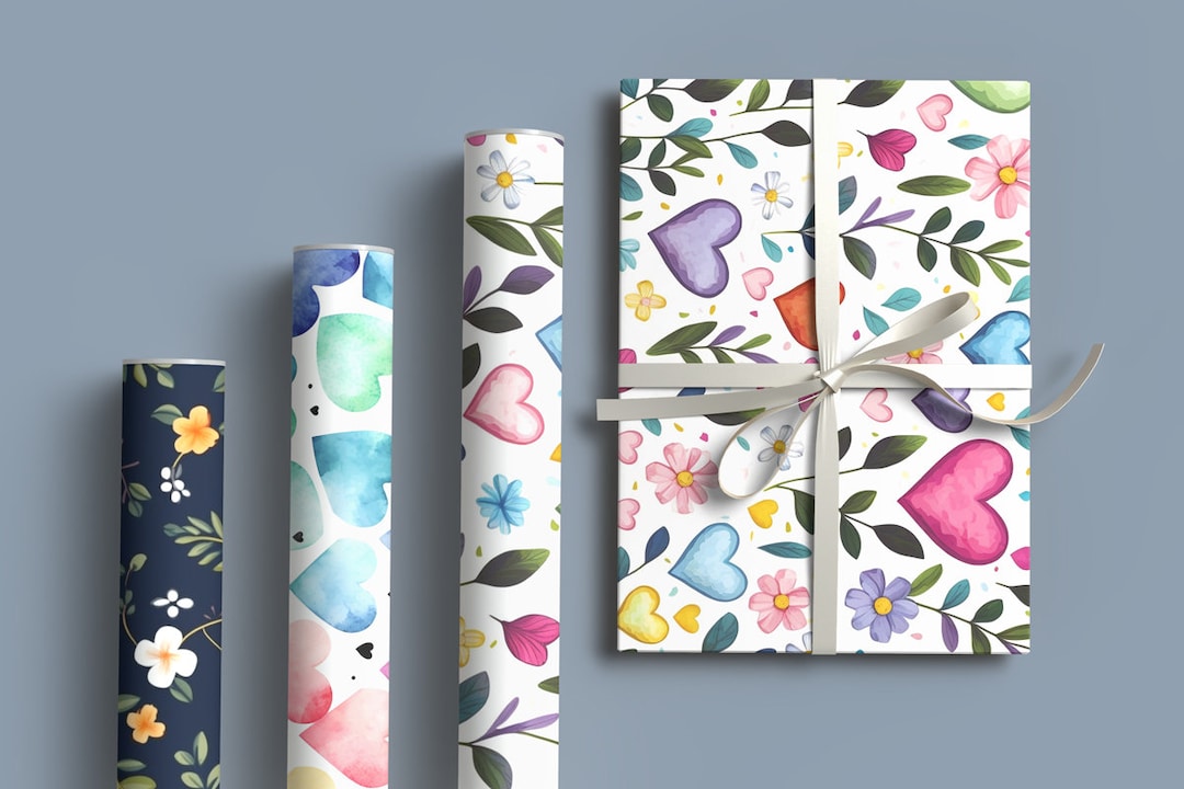 Gift Paper Roll Patterns Mockup, Elegant Wrapping Paper Mockup, Paper ...