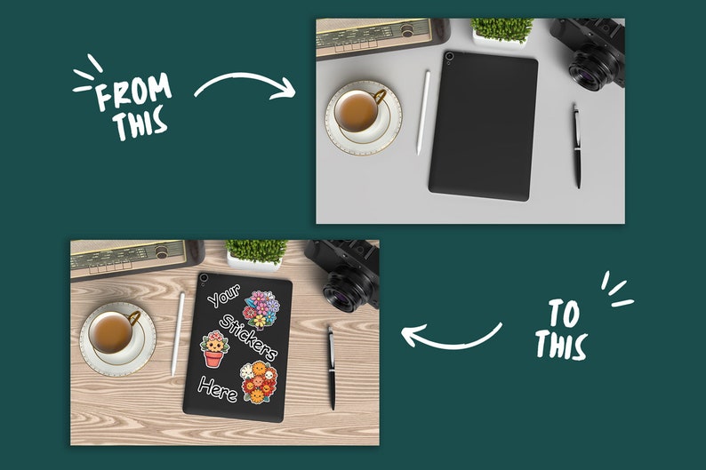 Tablet Stickers Mockup Psd and Jpg, Stickers Set Mockup for Product ...