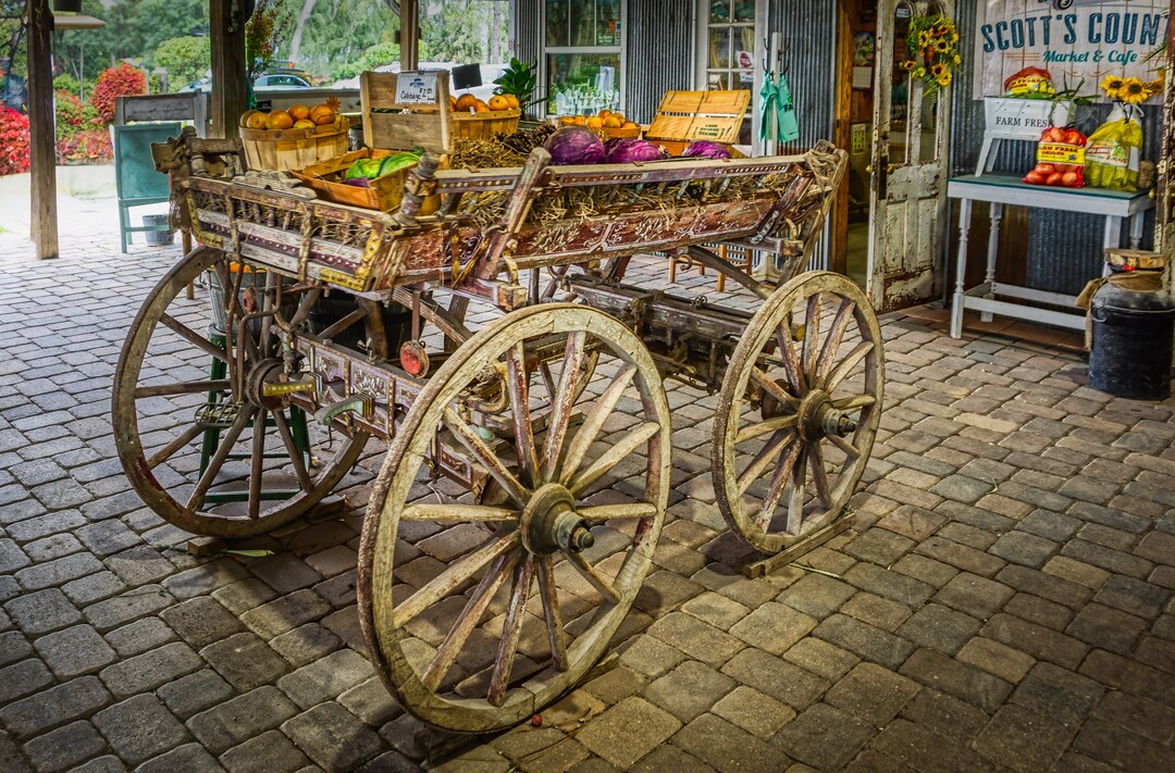 Vintage Florida Farm Wagon Prints - Wooden Cart Photto Art for Country ...
