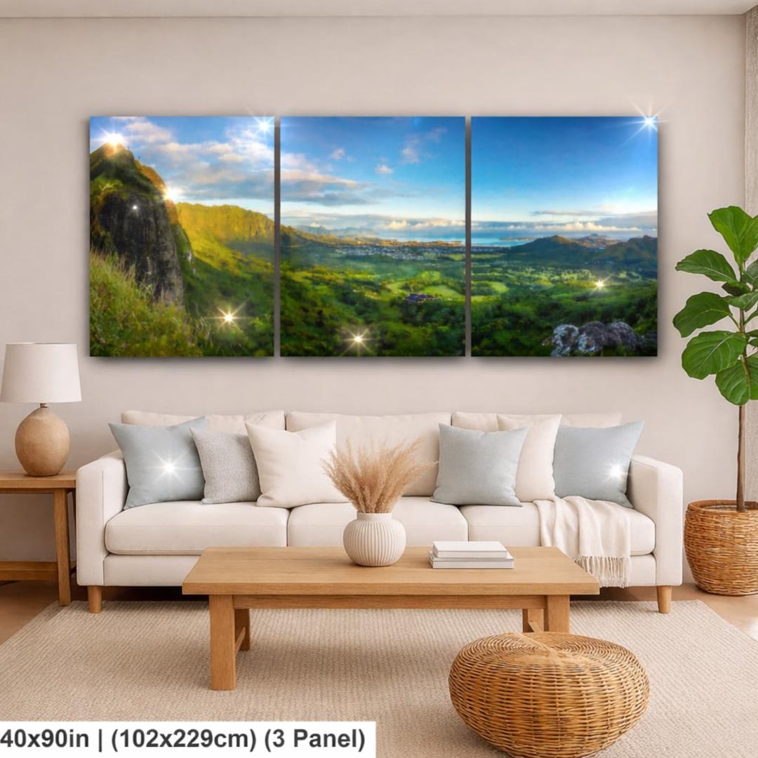 Hawaii Metal Wall Art – Large Room Print, Panoramic Triptych Aluminum ...