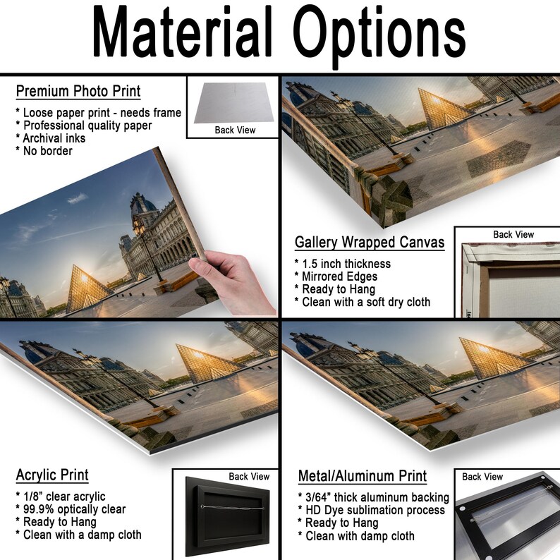 Louvre Metal Wall Art - Large Room Print, Panoramic Triptych Aluminum ...