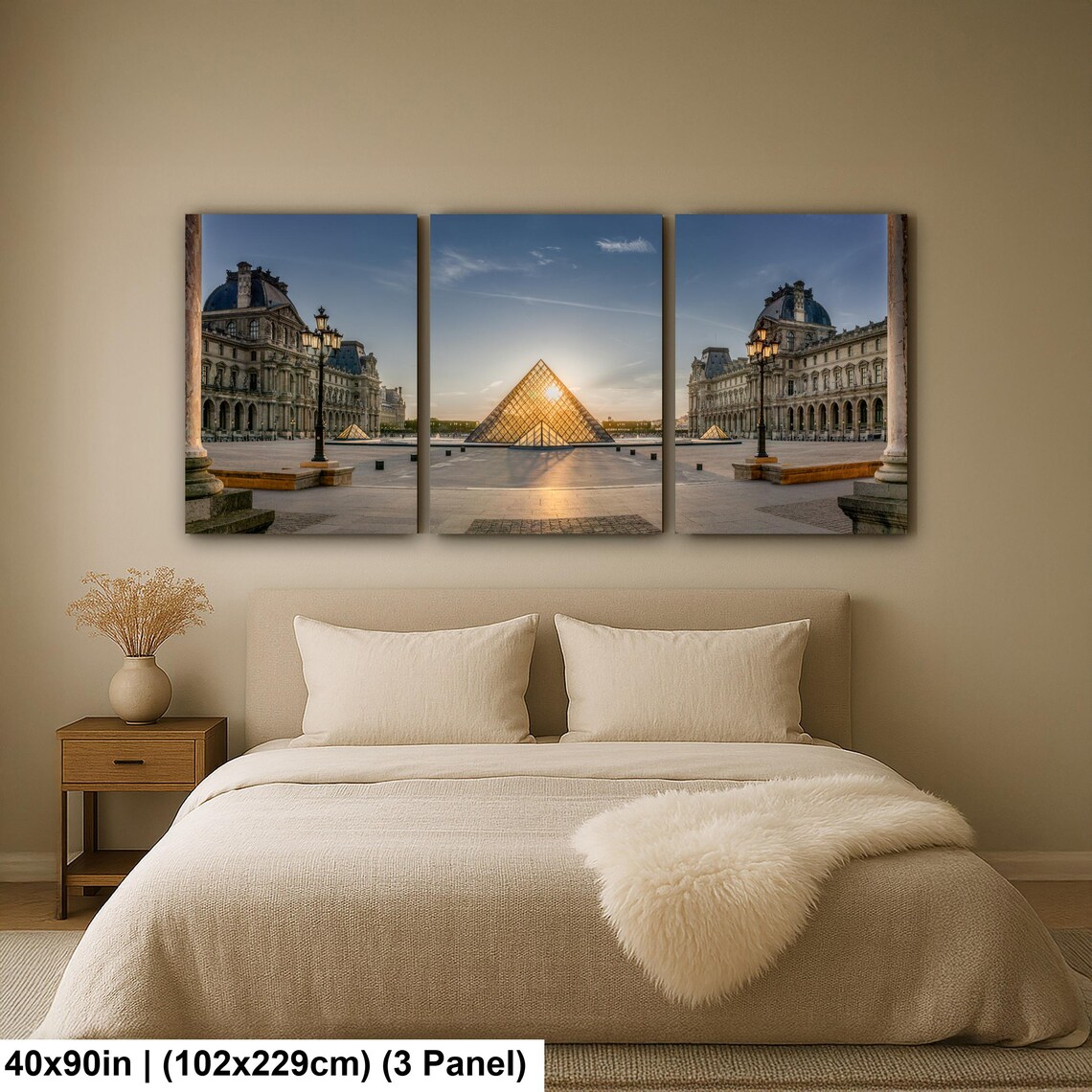 Louvre Metal Wall Art - Large Room Print, Panoramic Triptych Aluminum ...