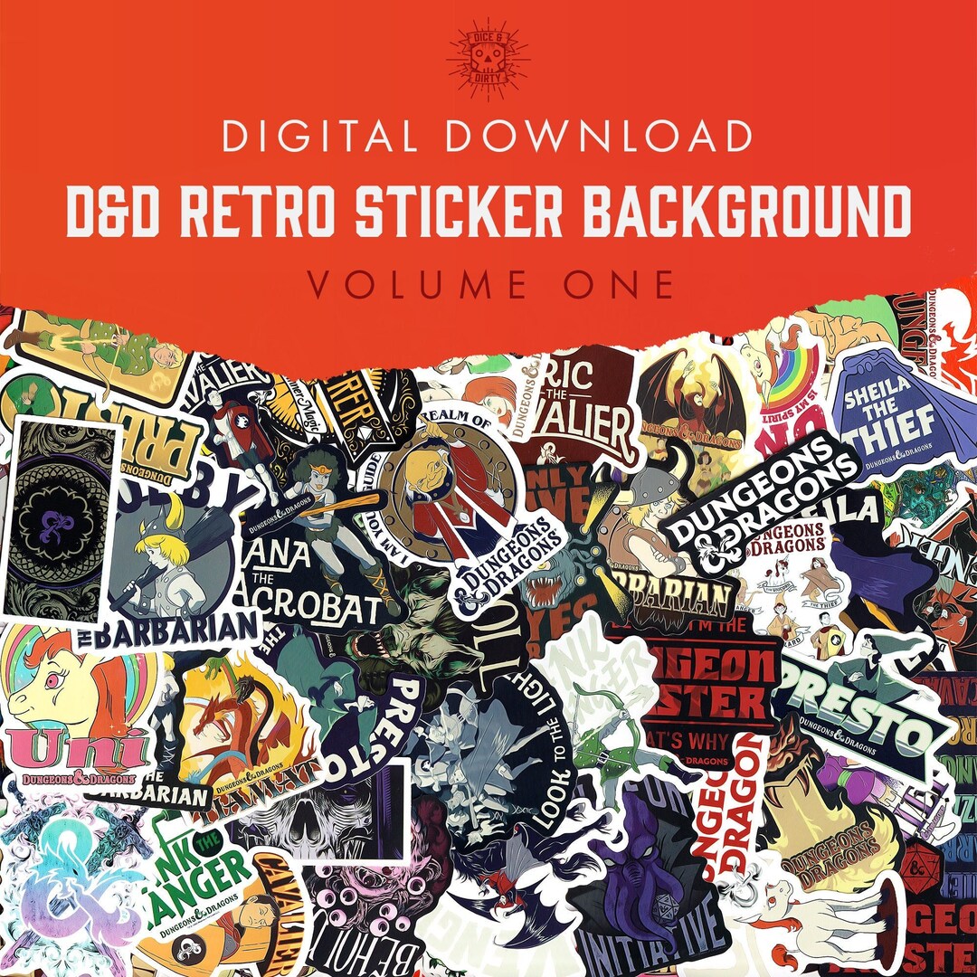 Dnd Retro Sticker Background Volume One Digital Download Dungeon and ...