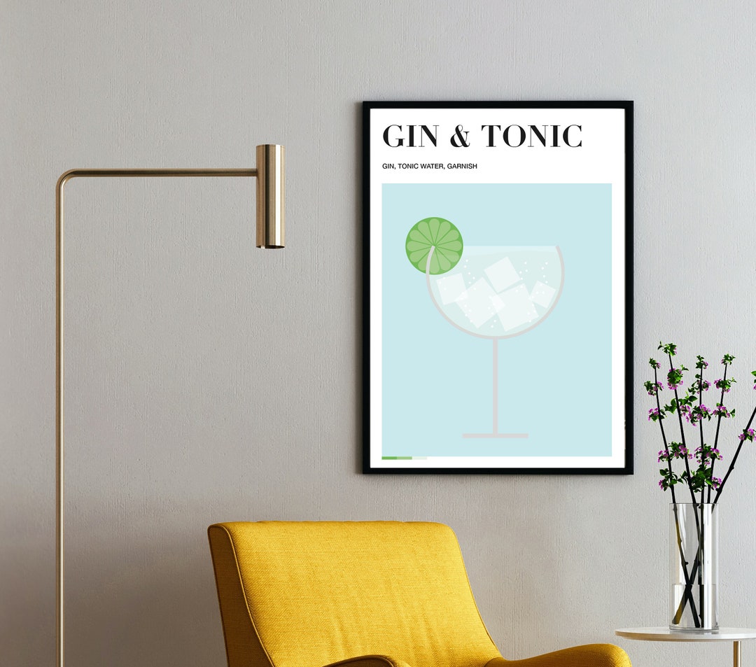 Gin & Tonic Classic Cocktail Poster Digital Print File - Etsy