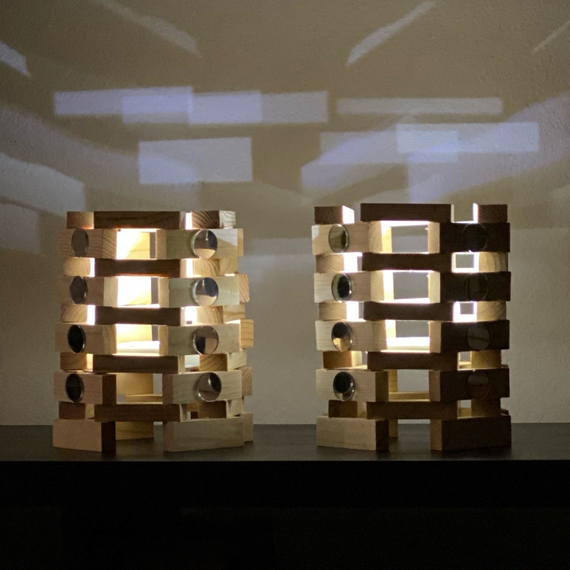 Jenga Mirrored Lamp / Vase Set- W/ LED Remote - Etsy