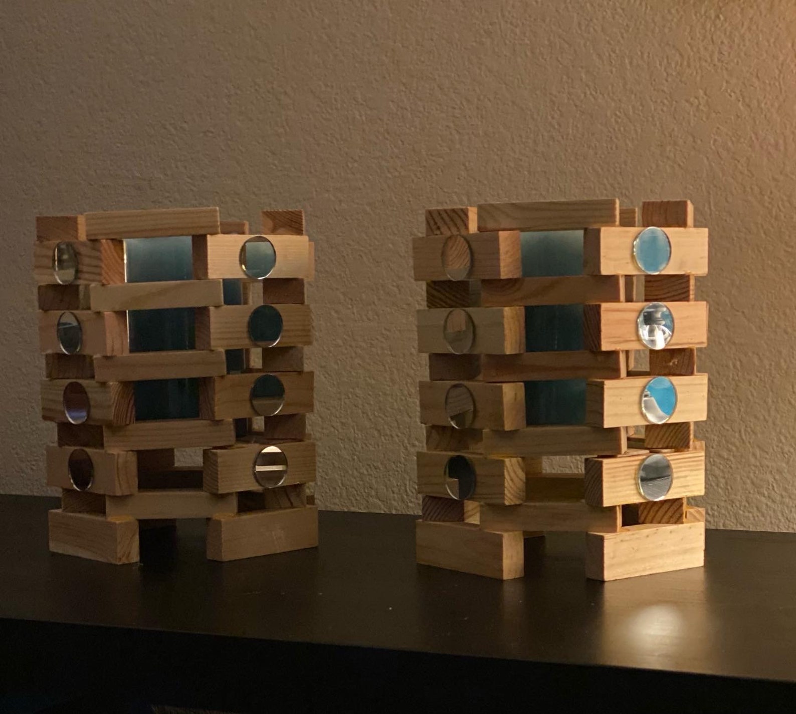 Jenga Mirrored Lamp / Vase Set- W/ LED Remote - Etsy