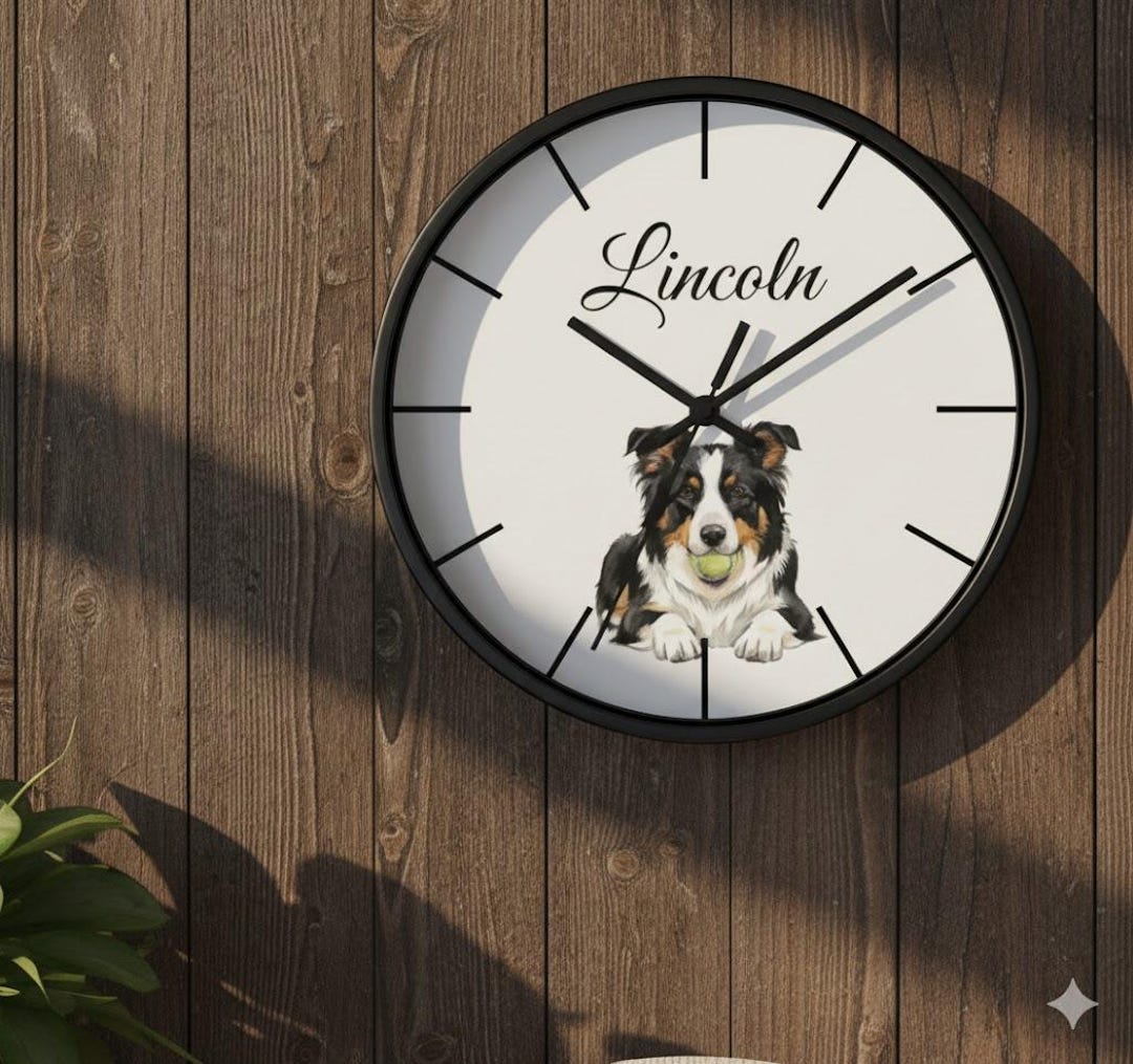 Personalized Border Collie Wall Clock | Dog Clock | Pet Home Decor ...