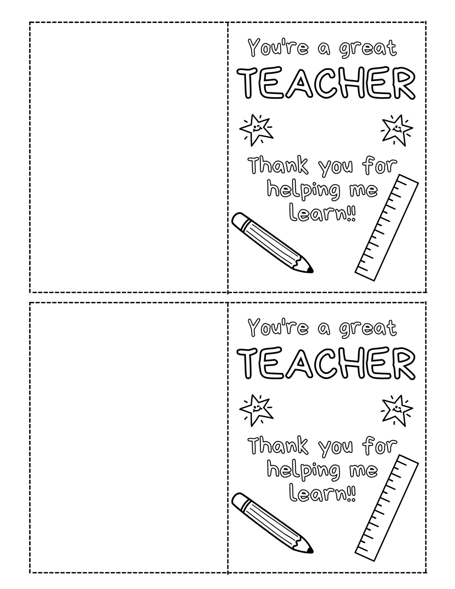 PRINTABLE TEACHER APPRECIATION Cards | Letter Size | Pdf Easy to Print ...