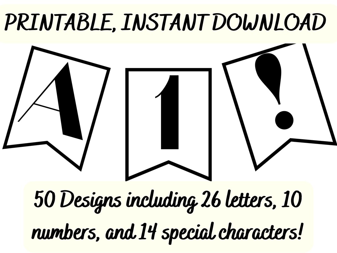 PRINTABLE CUSTOM Banner Black and White Instant Download Custom Message ...