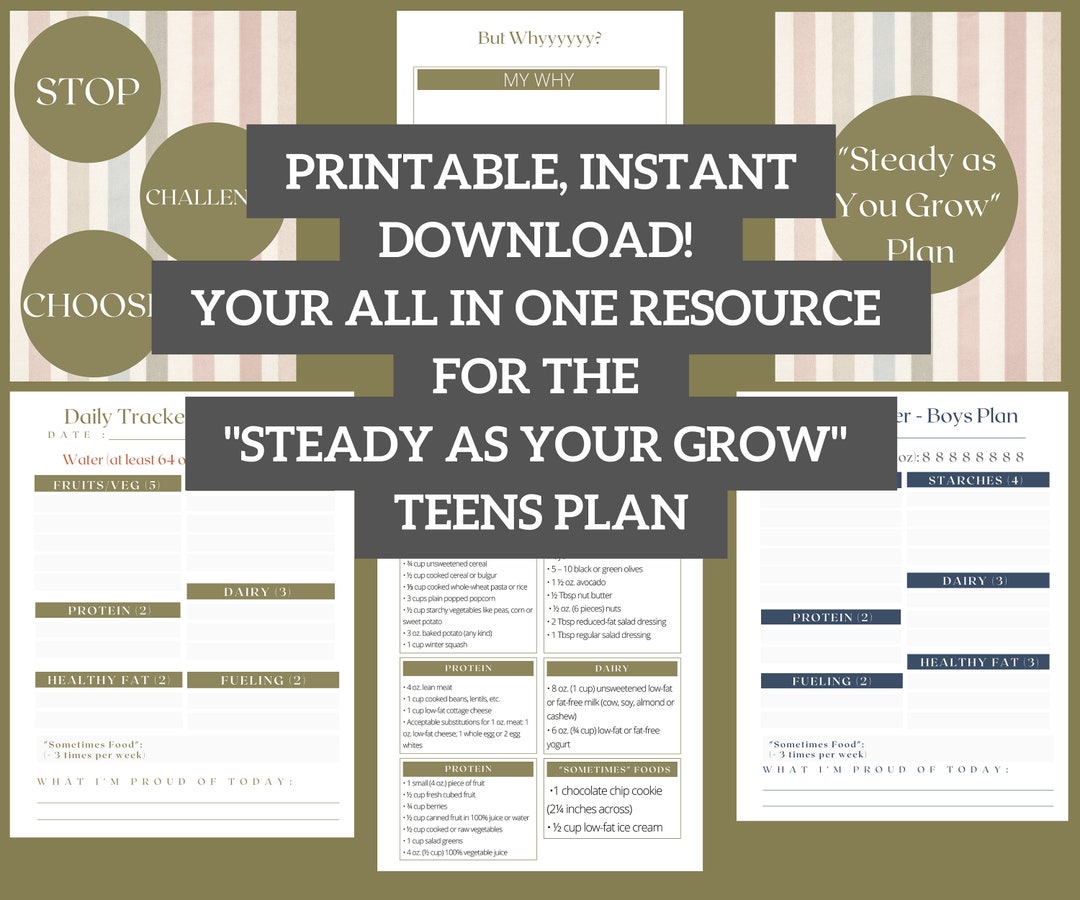 OPTAVIA TEEN PLAN Steady as You Grow Printable and Digital Tracker ...