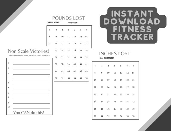 PRINTABLE Weight Loss and Fitness Tracker Pounds Inches | Etsy