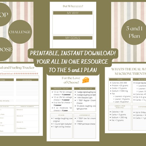 Printable Optavia 5 and 1 Fueling Tracker Journal/weight Loss - Etsy