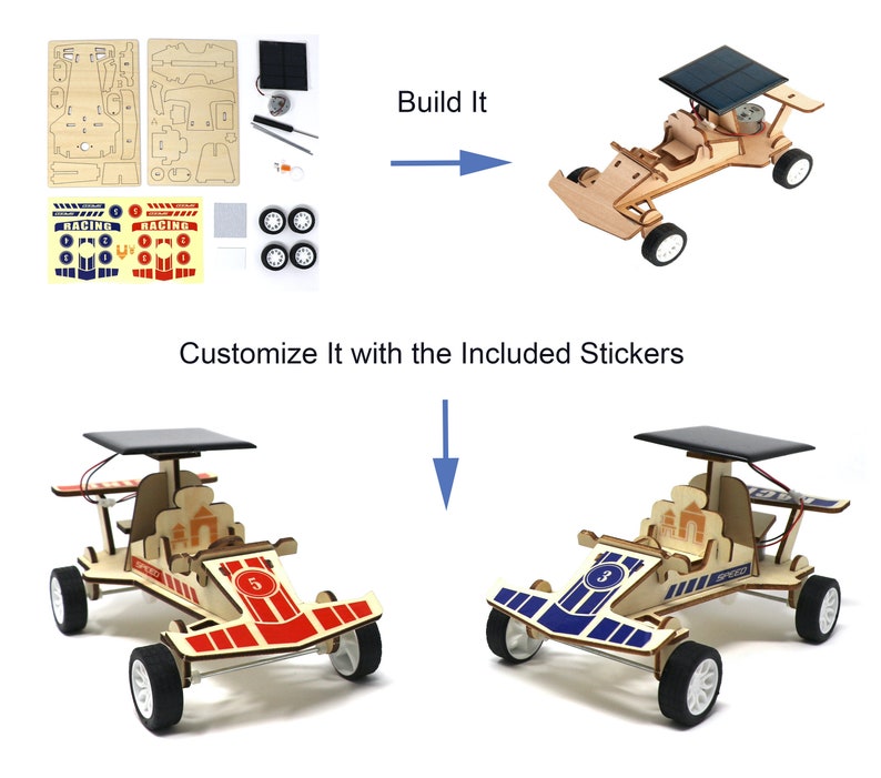 Solar Wooden Race Model Car Kit - STEM Projects for Kids Ages 8-12 ...