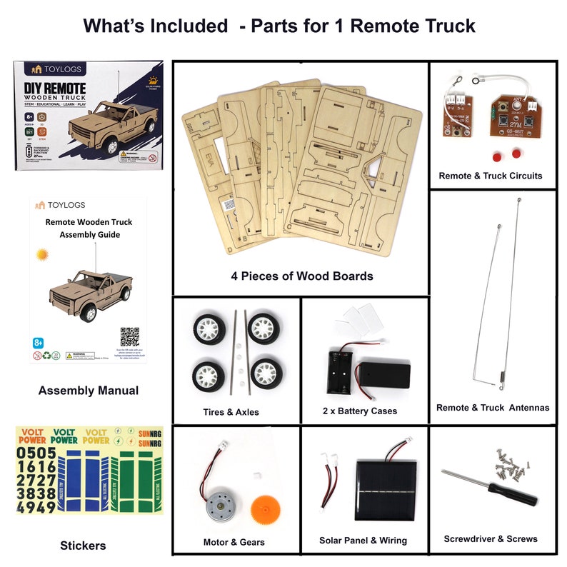 DIY Wooden RC Truck Model Kit: Solar STEM Toy With Remote - Etsy