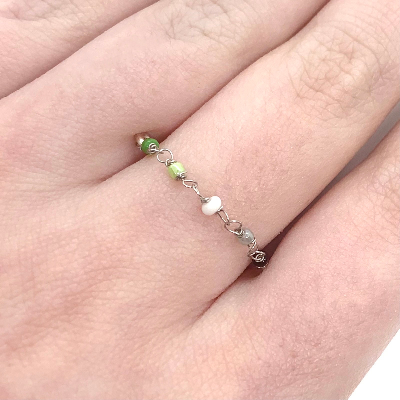 Aromantic Ring Seed Bead Ring Pride Flag Ring - Etsy