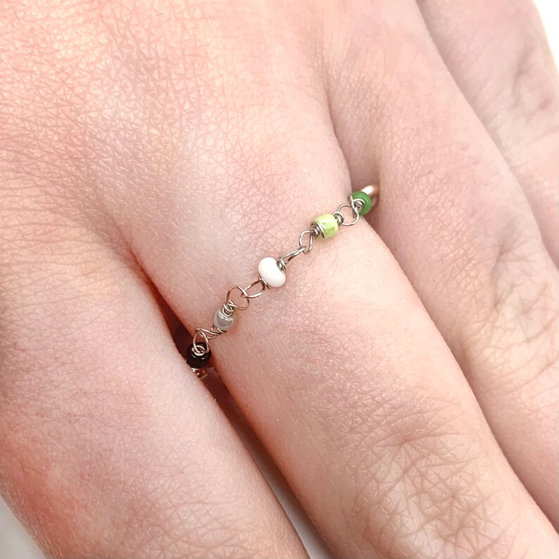 Aromantic Ring Seed Bead Ring Pride Flag Ring - Etsy