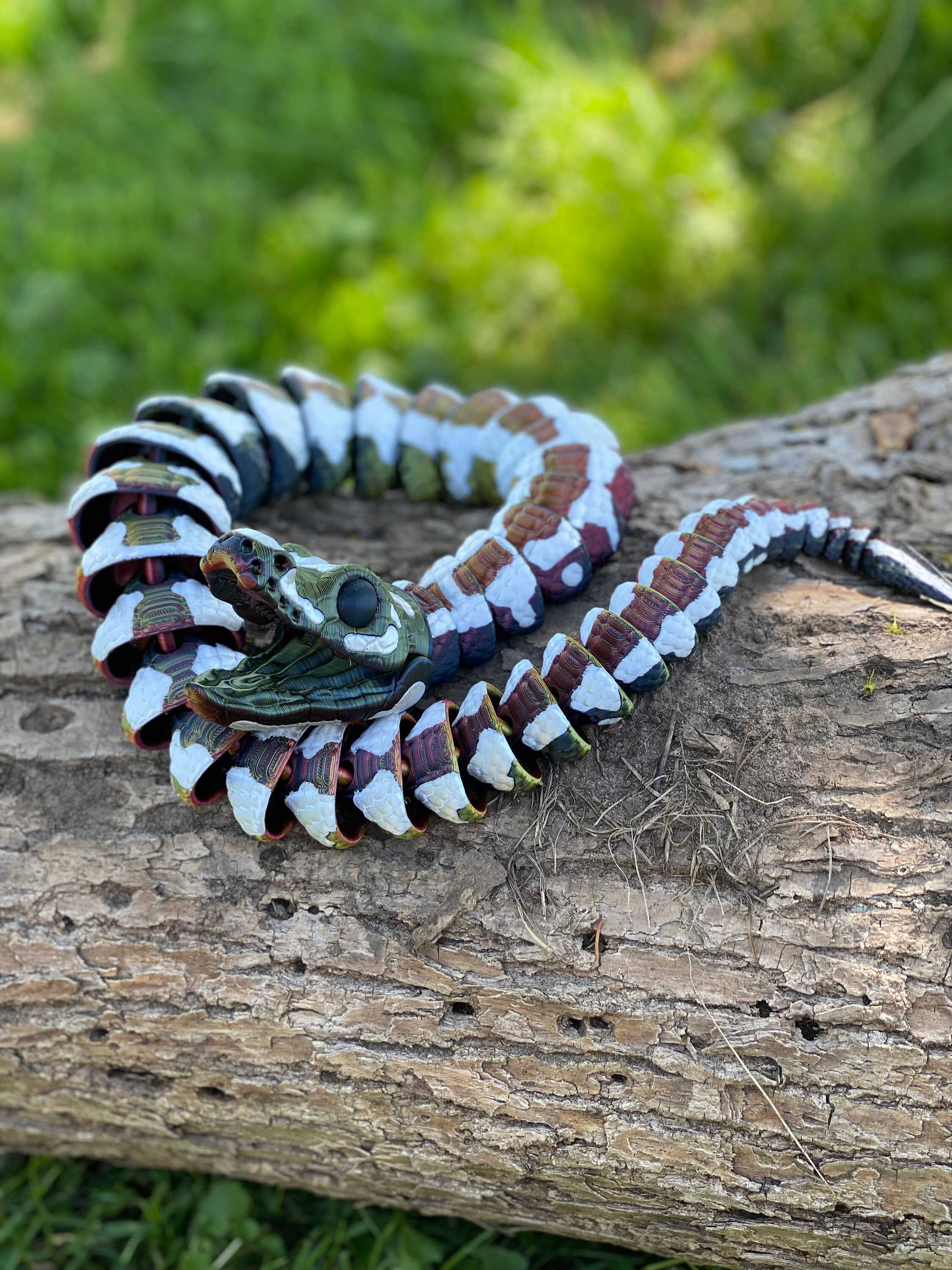 3D Printed Large Flexible Ball Python Toy Realistic and Flexible Snake ...