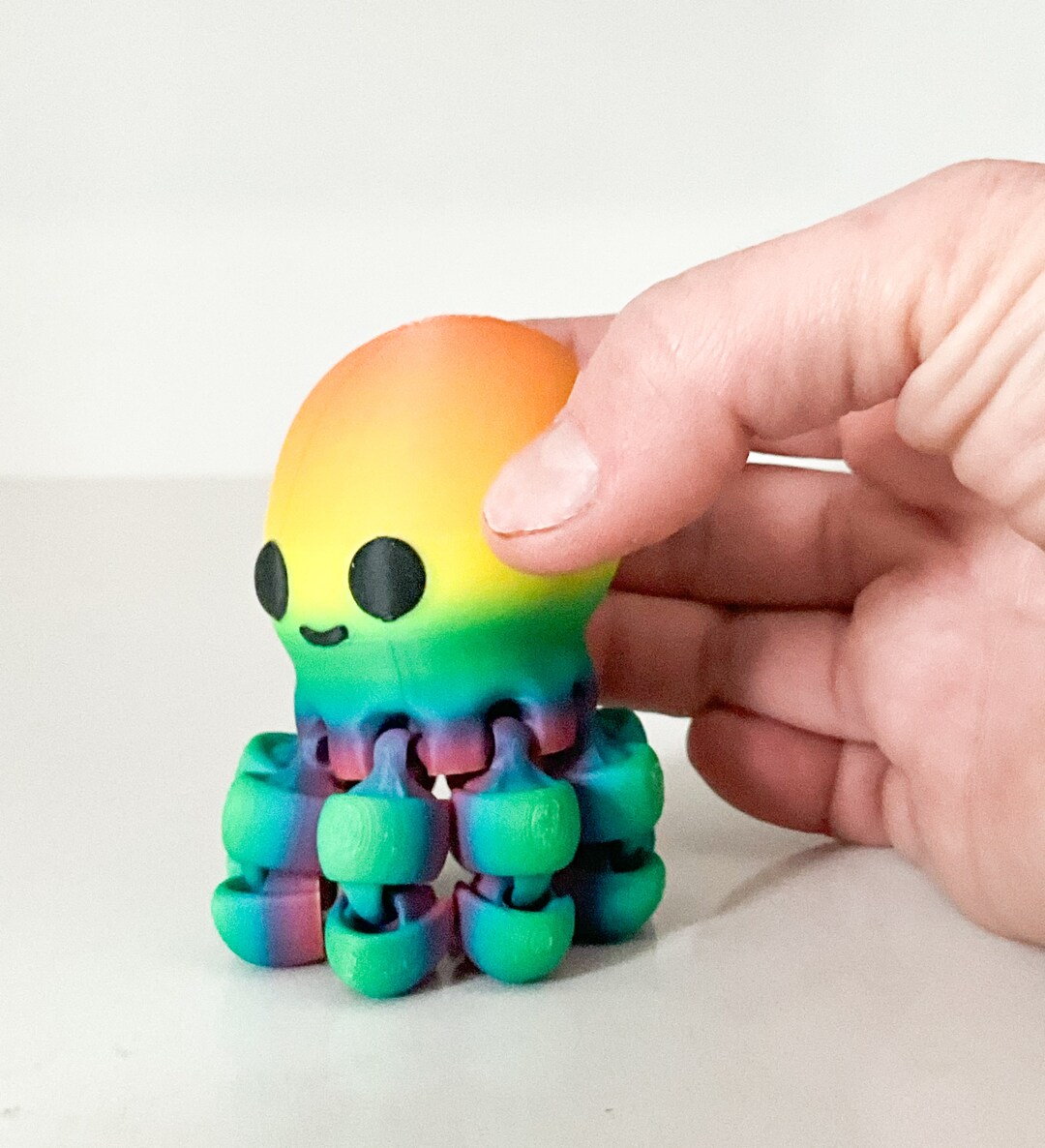 Rainbow Fidget Octopus Finger Puppet Small and Flexible 3D Printed Toy ...