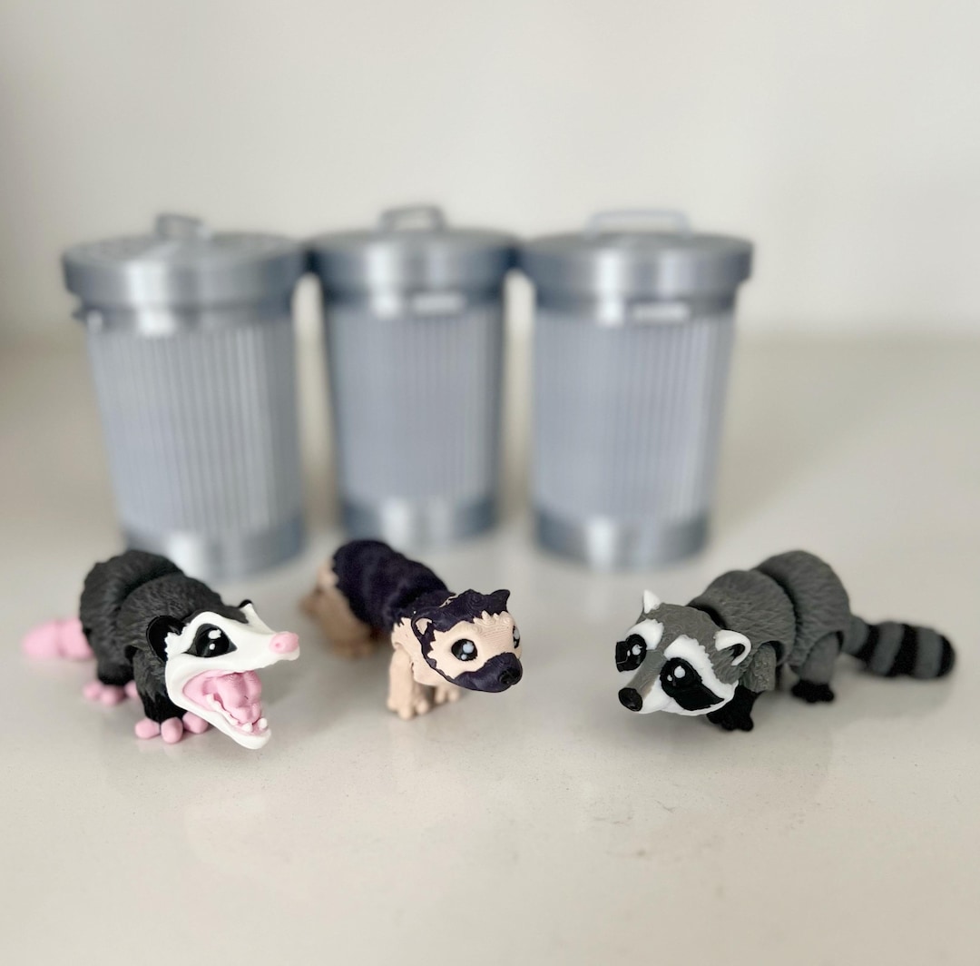 Trash Pets - 3D Printed Trash Can With Animals - Raccoon, Ferret ...