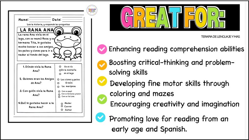 Reading Comprehension Pasages for Kids in Spanish - Etsy