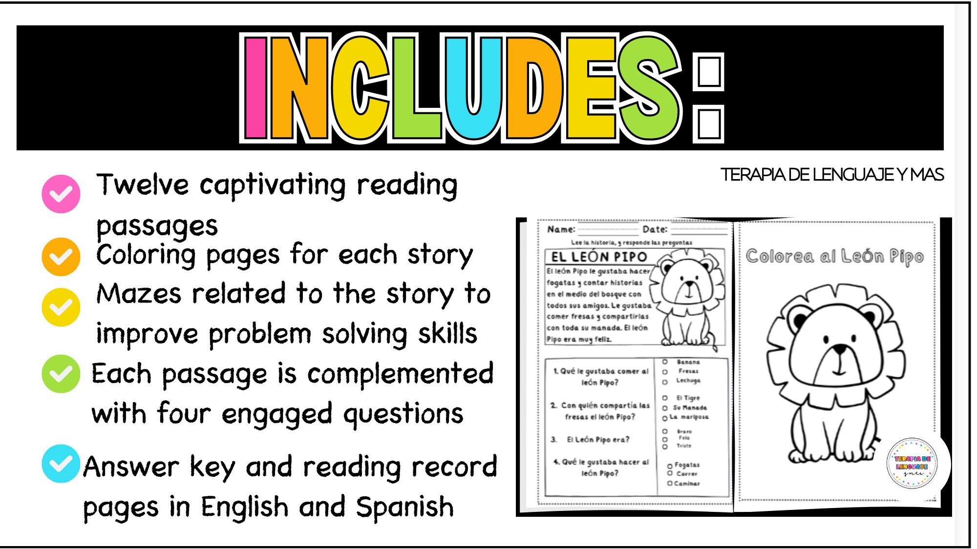 Reading Comprehension Pasages for Kids in Spanish - Etsy