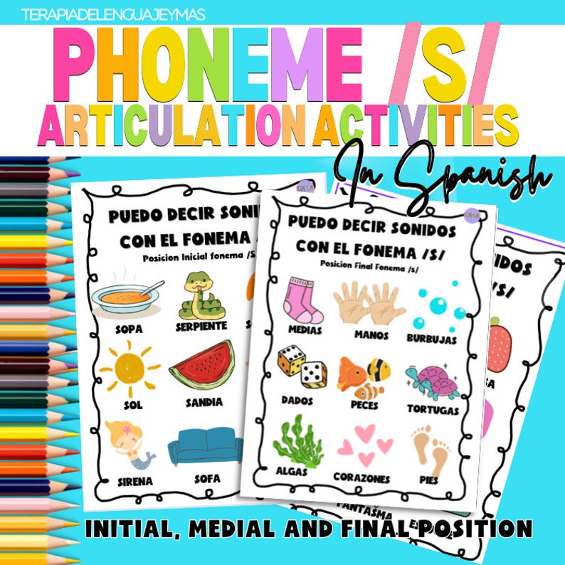 Practice S Phoneme or Sound in Spanish With Different Word Positions ...