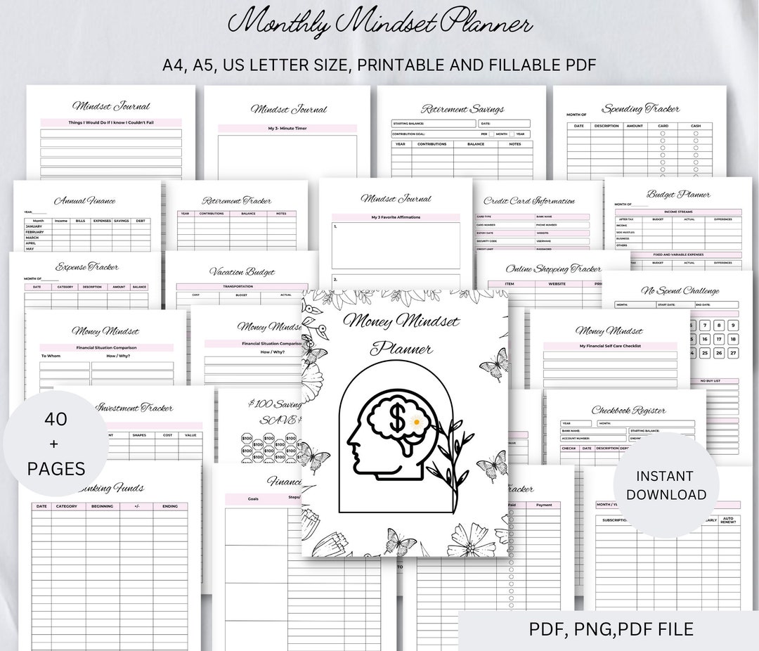 Money Mindset Planner Printable, Financial Growth Organizer, Budget ...
