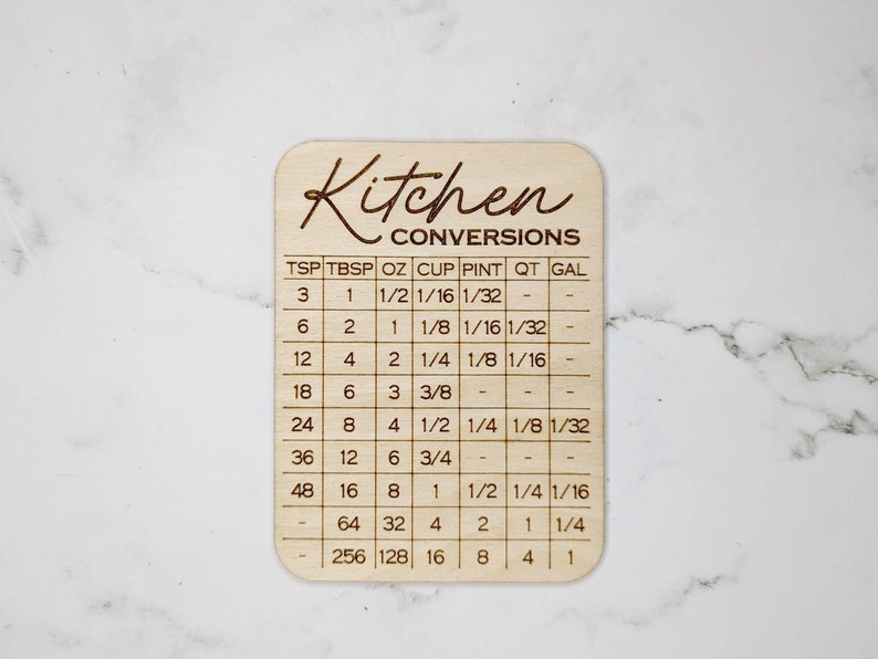 Kitchen Conversion Chart Wooden Fridge Magnet Engraved Wood - Etsy