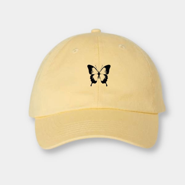 Embroidered Cap With Butterfly - Etsy