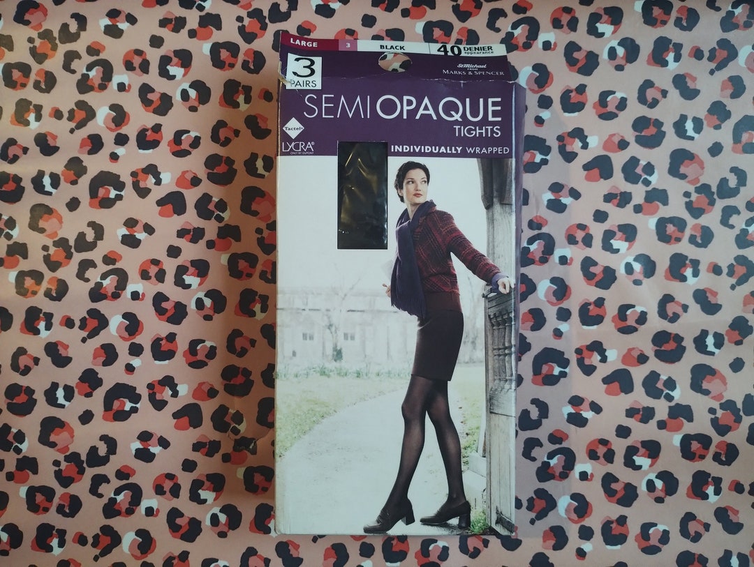Vintage St Michael Tights Pack of 3 Black 40 Denier Size Large Semi ...
