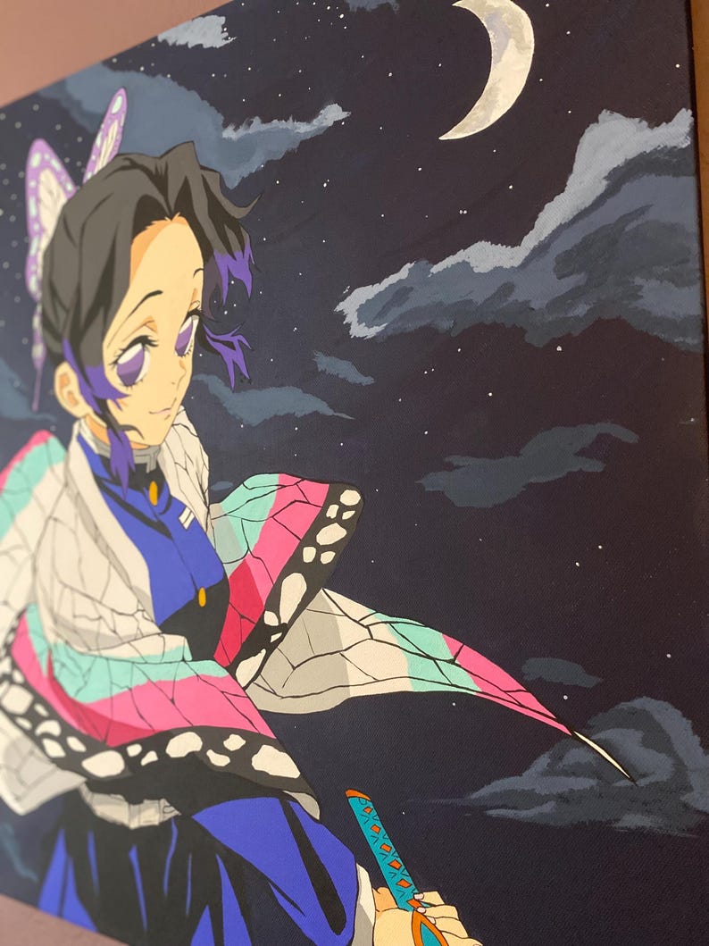 Shinobu Kochō Custom Hand Painted Anime Hashira 24in X 20in Acrylic ...