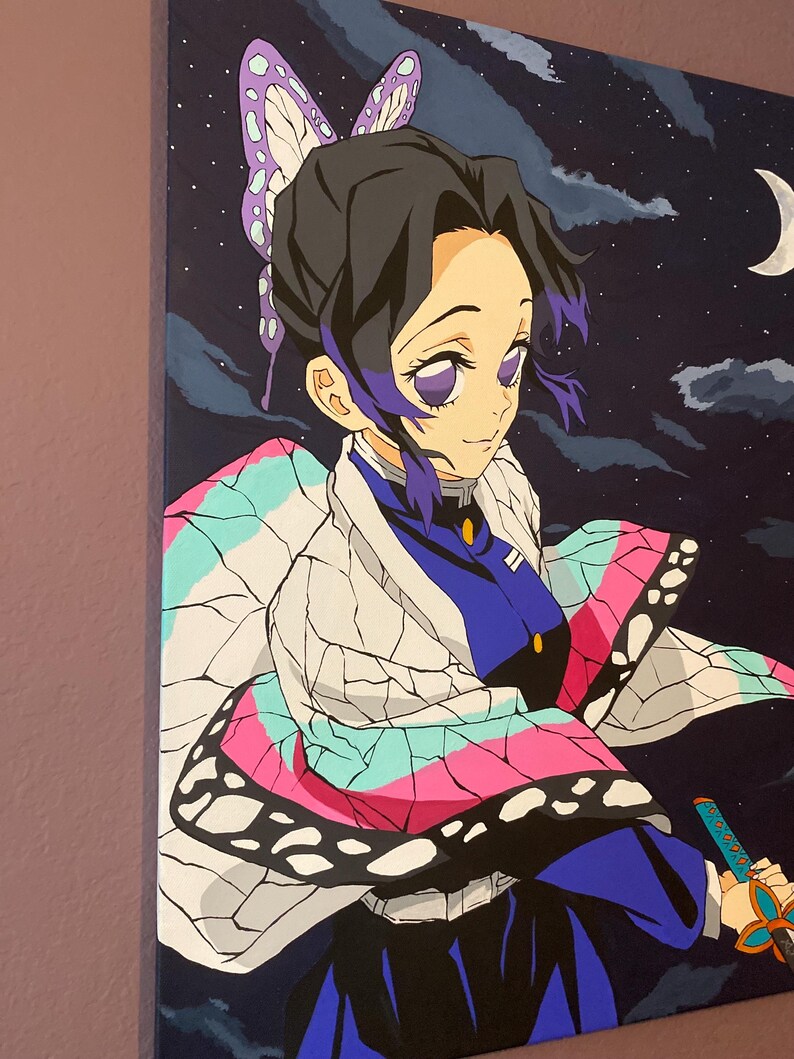 Shinobu Kochō Custom Hand Painted Anime Hashira 24in X 20in Acrylic ...