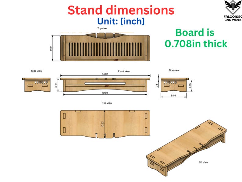 CNC Router Project Files. Monitor Stand With a Laptop Shelf - Etsy