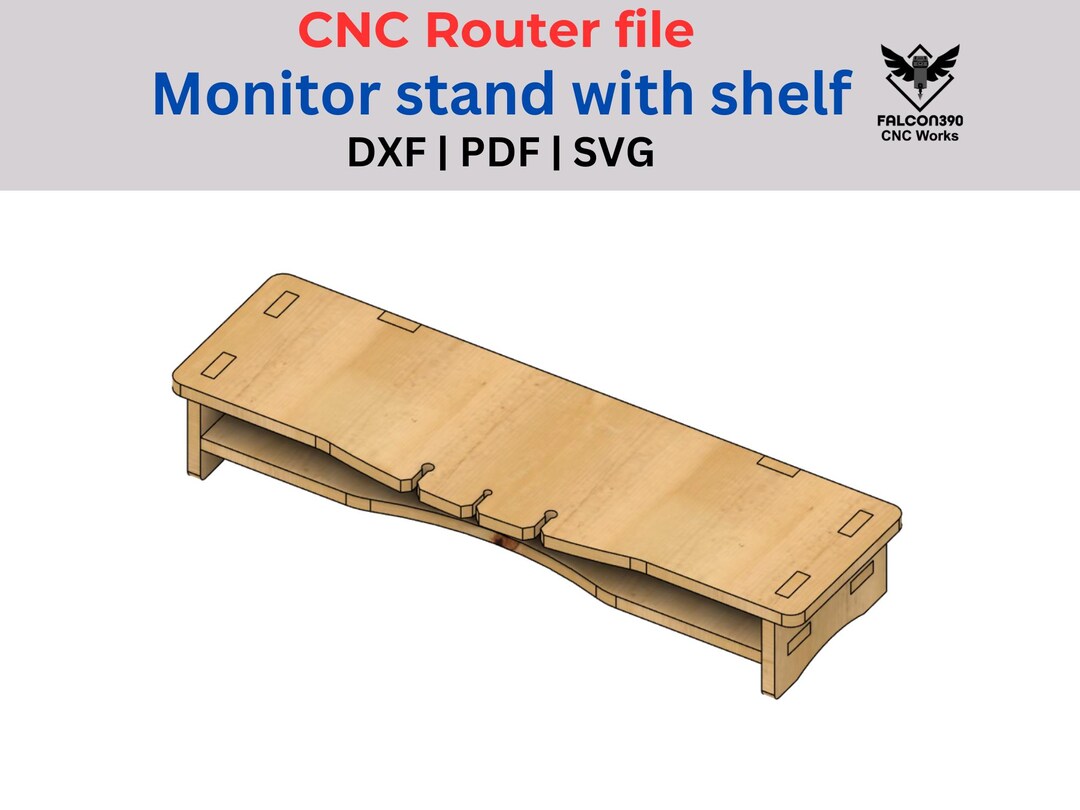 CNC Router Project Files. Monitor Stand With a Laptop Shelf - Etsy